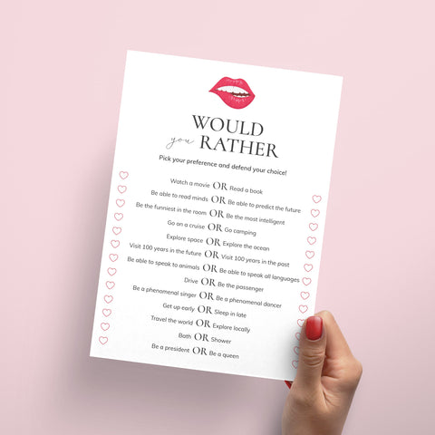 Ladies Night Would You Rather Questions | Printable Girls Night Games ...
