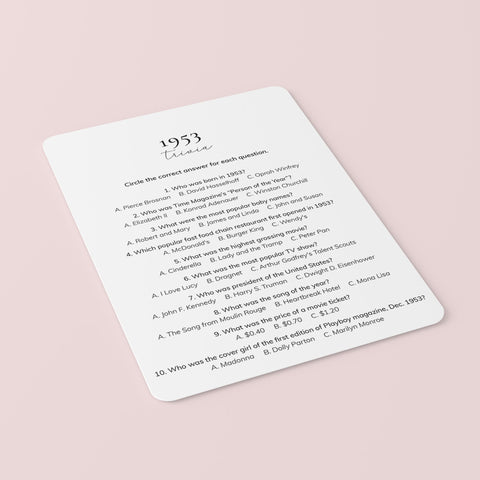 1953 Quiz and Answers Printable | All About The Year 1953 Trivia ...