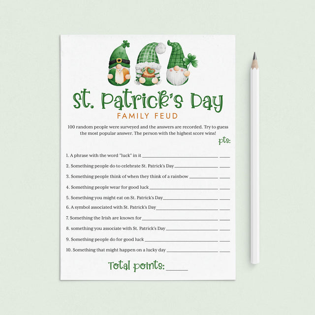 St Patrick’s Day Family Feud Games Printable | Questions & Answers ...