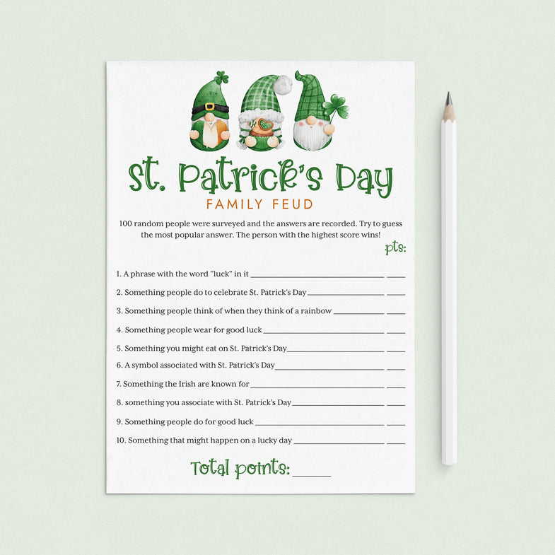 St Patrick’s Day Family Feud Games Printable | Questions & Answers ...