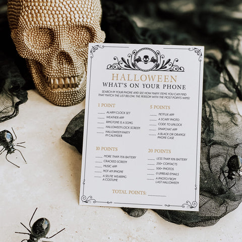 Vintage Halloween Theme Party Game | What's On Your Phone Printable ...