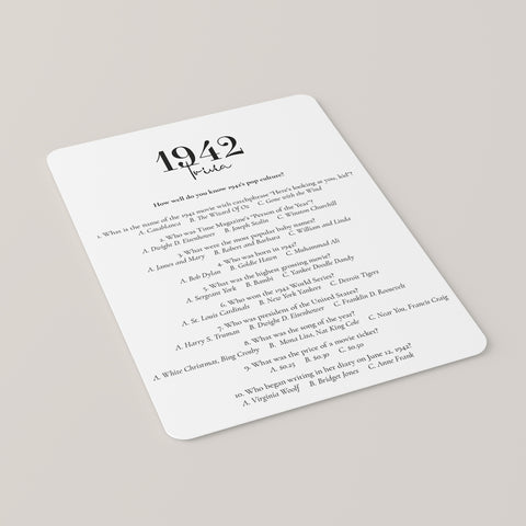 1942 Trivia with Answers Printable | Back in 1942 | Instant Download ...
