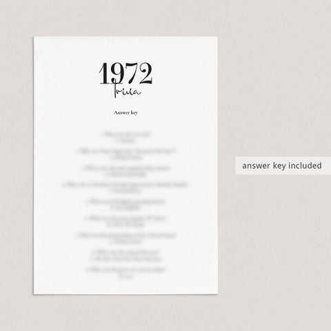 1972 Trivia Questions and Answers Printable | Instant Download ...
