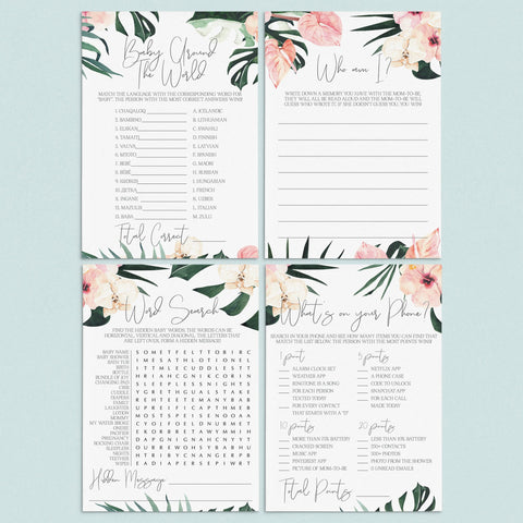 Summer Theme Baby Shower Games Pack Printable | Instant Download ...