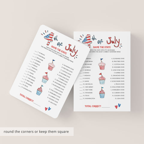 Patriotic Game Printable | Name The State | 4th of July Games ...