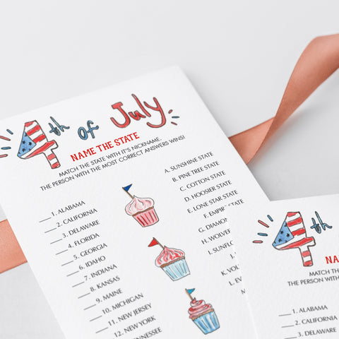 Patriotic Game Printable | Name The State | 4th of July Games ...