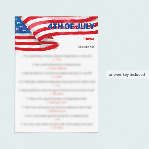 4th of July Trivia | Printable & Virtual | Independence Day Quiz ...
