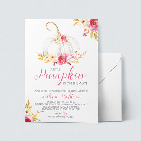 Little Pumpkin baby shower invitation editable template | Instant ...