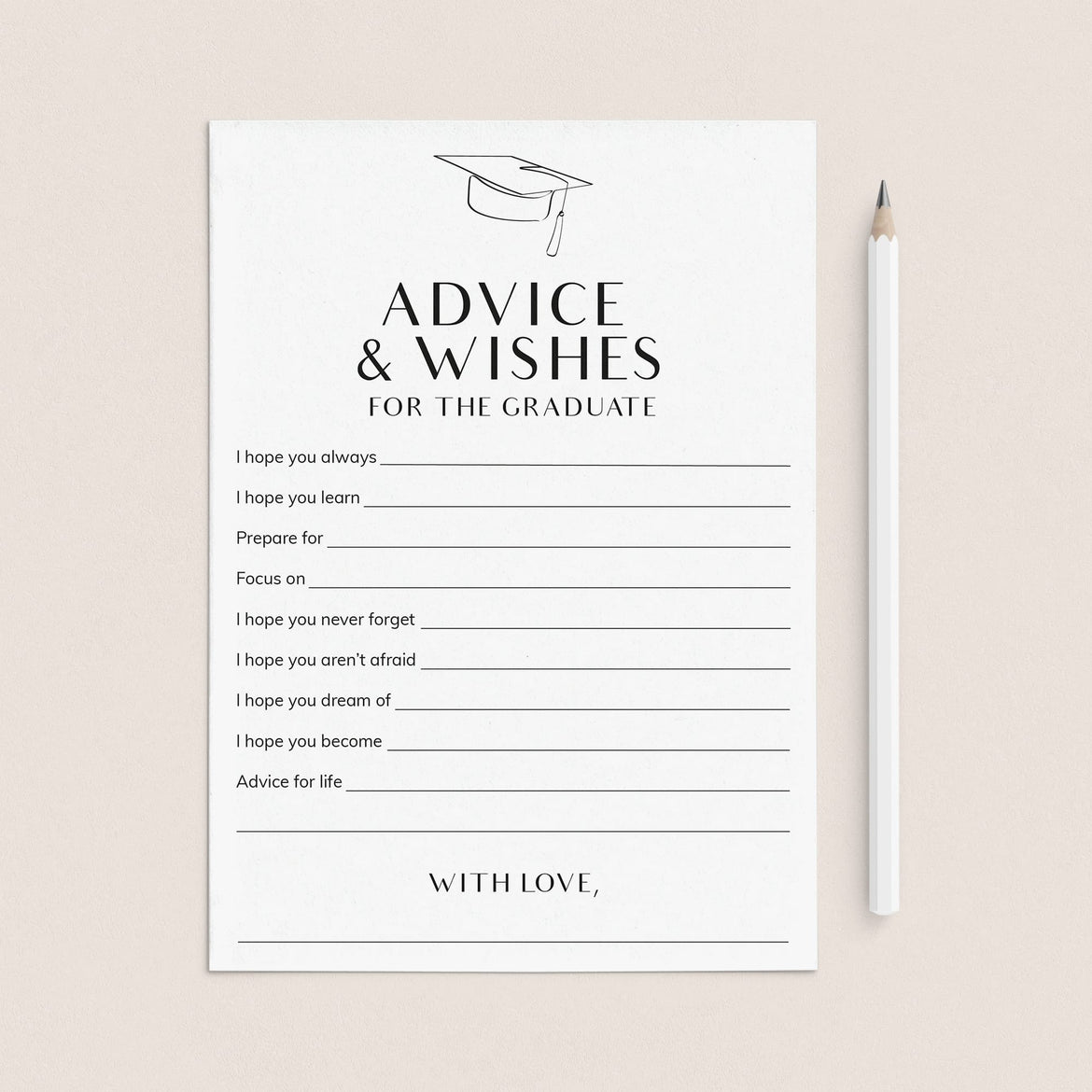 Graduation Wishes and Advice Cards Printable | Instant Download ...