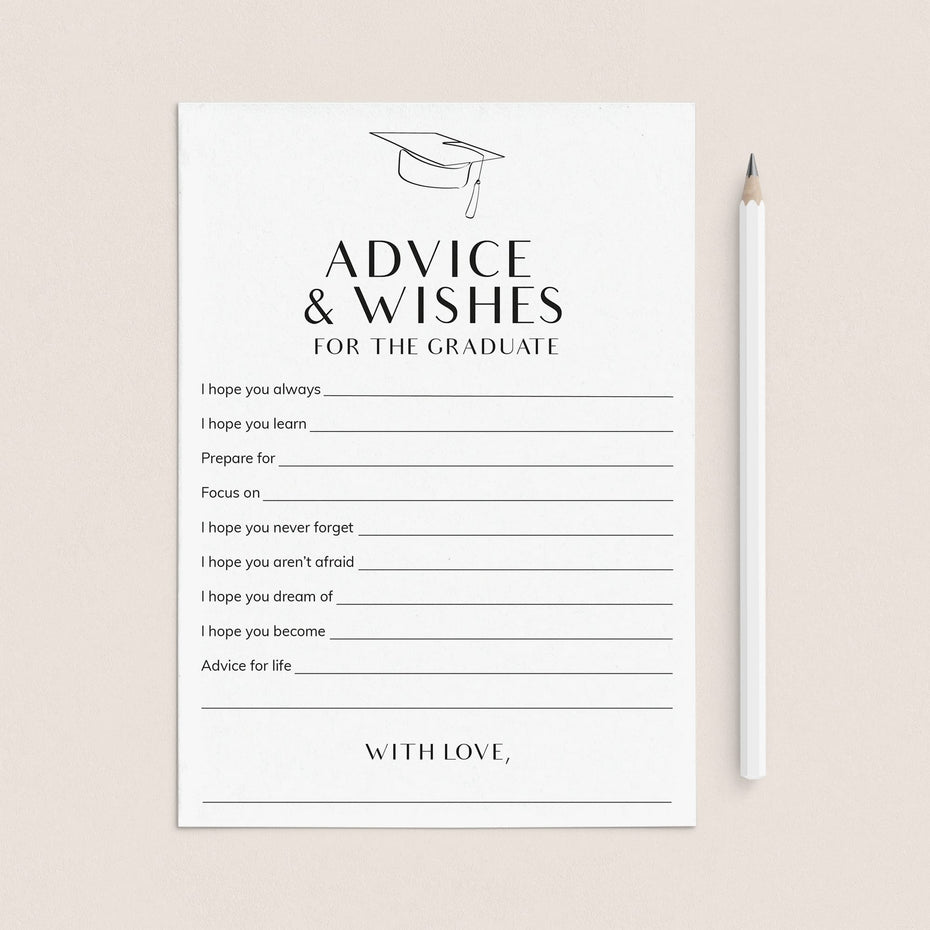 Graduation Wishes and Advice Cards Printable | Instant Download ...