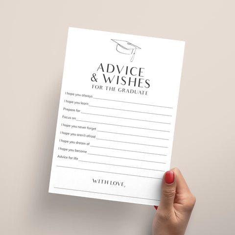 Advice and Wishes for Graduate Cards Printable | Modern Minimalist ...