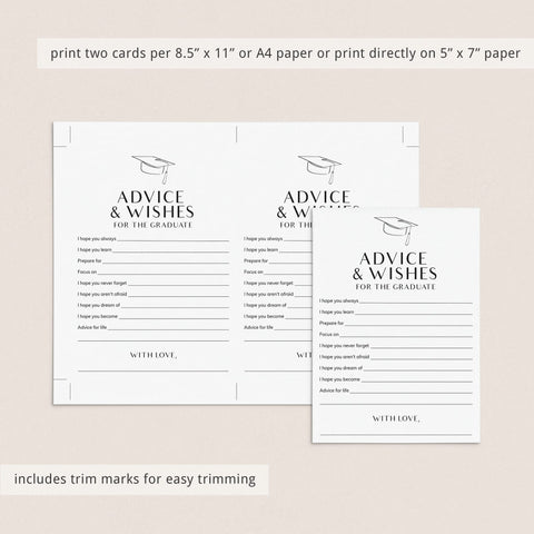 Advice and Wishes for Graduate Cards Printable | Modern Minimalist ...