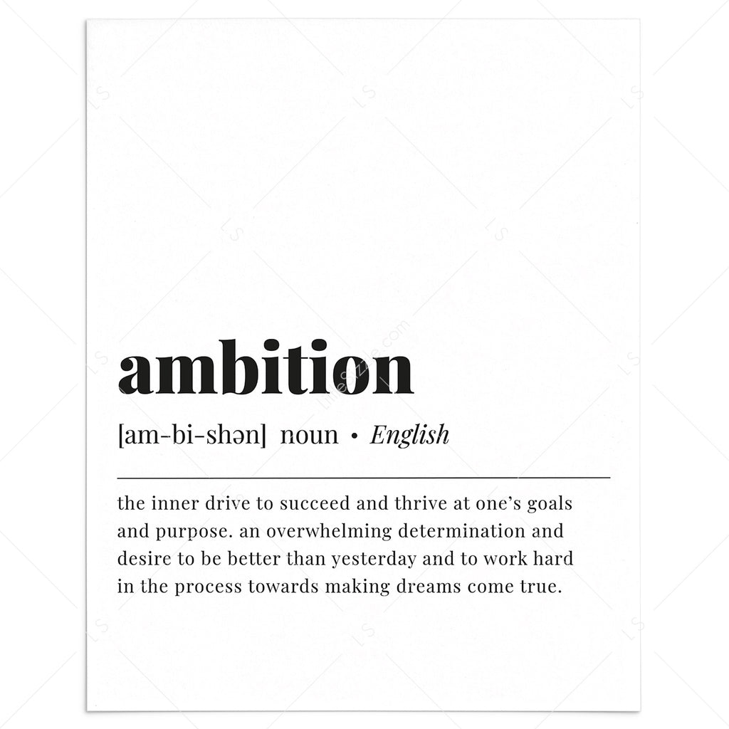 Ambition Definition Print | Motivational Wall Art | Instant Download ...