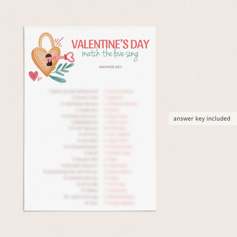 Valentine's Day Party Game | Match The Love Song Printable – LittleSizzle