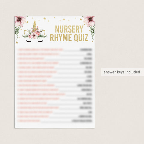 Unicorn Baby Shower games bundle printable | Instant download ...