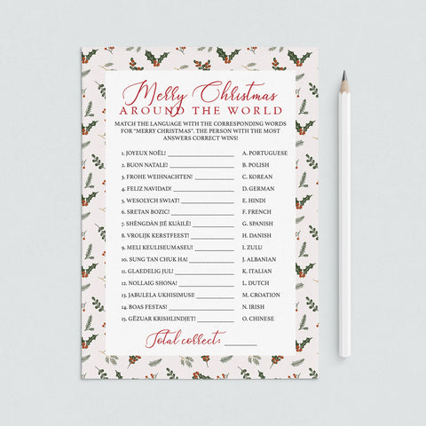 Merry Christmas Around the World Game Printable | Instant Download ...