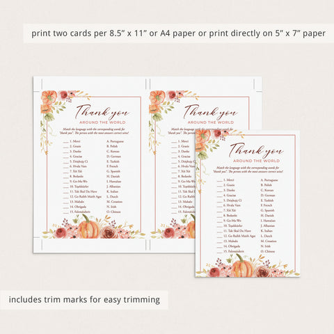Thanksgiving Games Bundle Printable | Watercolor Floral Pumpkin Autumn ...