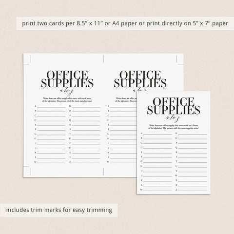 Office Supplies A To Z Game Printable | Instant Download – LittleSizzle