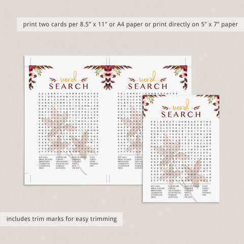 Fall Wedding Word Search Game Printable | Instant Download – LittleSizzle