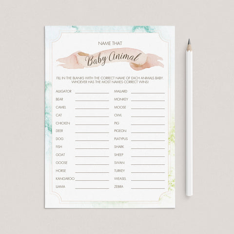 Printable baby shower game Name The Baby Animal | Instant download ...