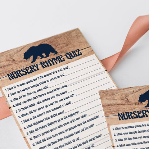 Rustic baby Nursery Rhyme Quiz shower printable game – LittleSizzle