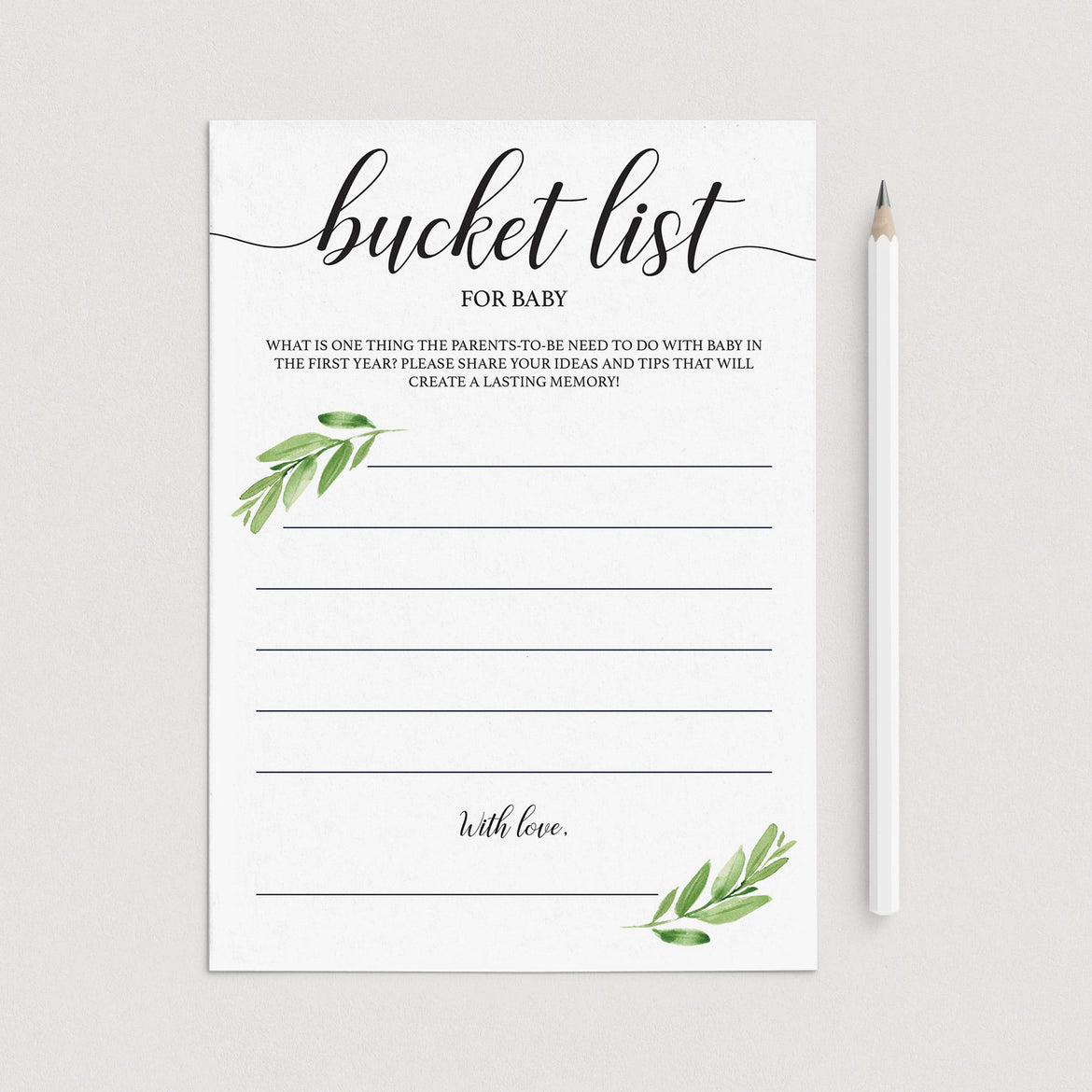 Bucket List for Baby Shower Games Printable | Instant download ...