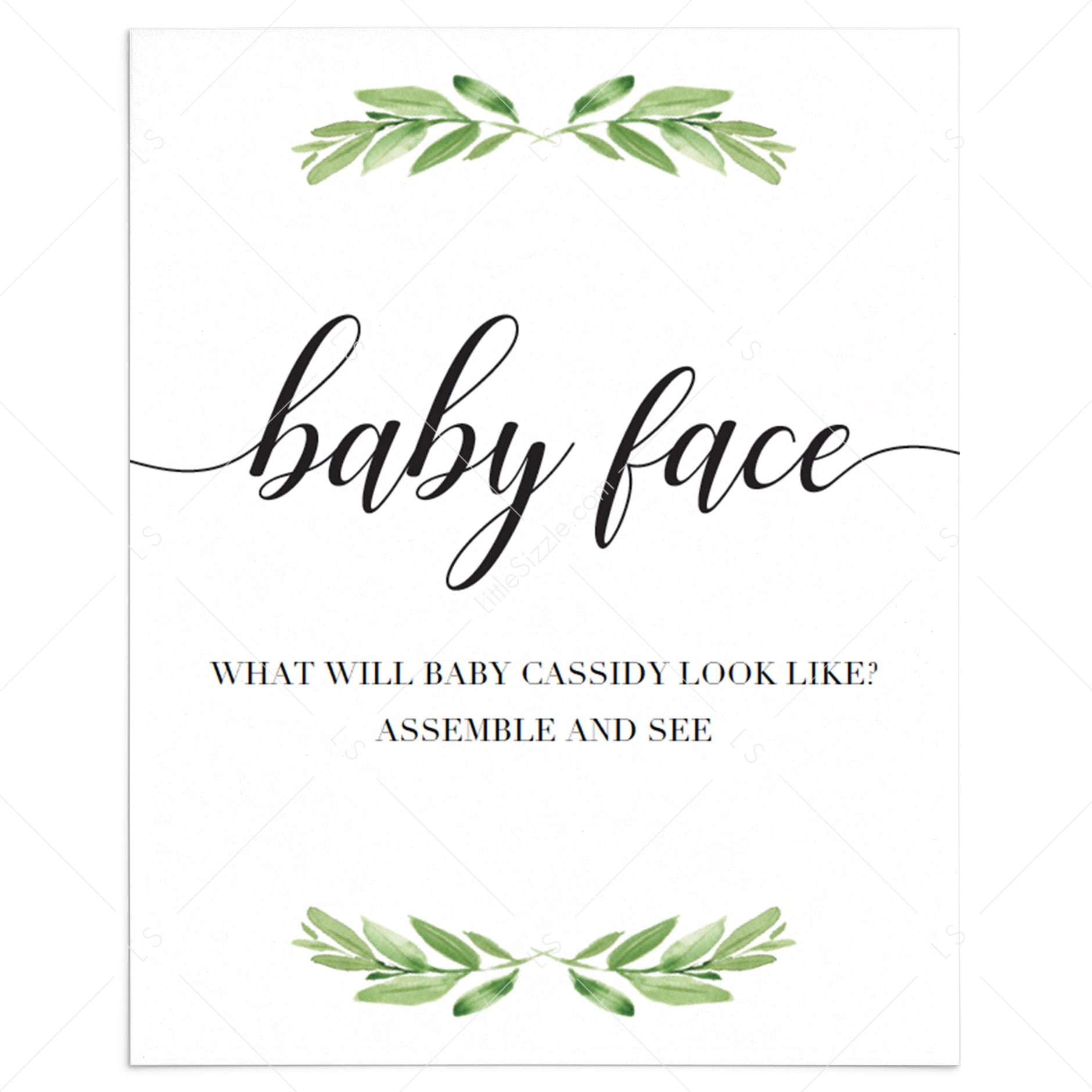 Printable Baby Face Baby Shower Activity Instruction Signs DIY ...
