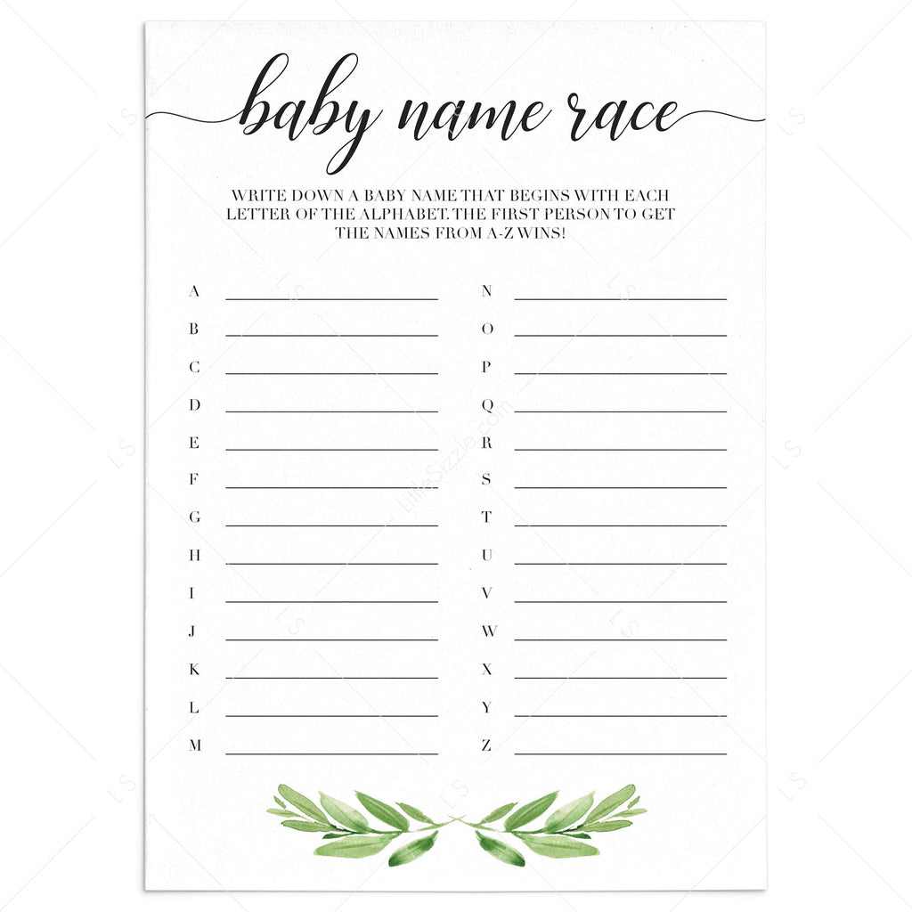 Printable Name Race Game for neutral baby shower | Instant download ...