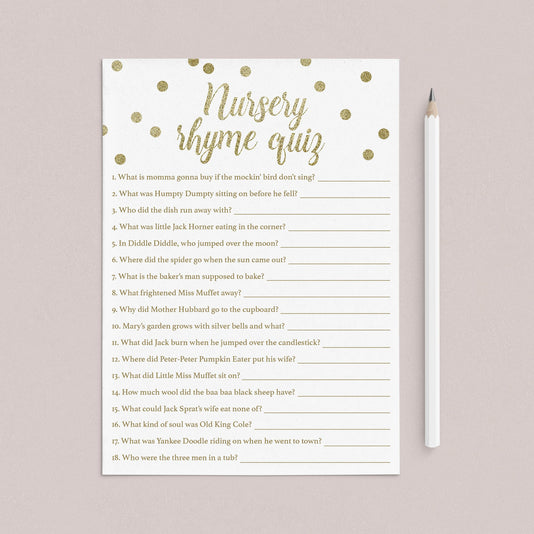 Printable baby shower Nursery Rhyme Quiz games | Instant download ...