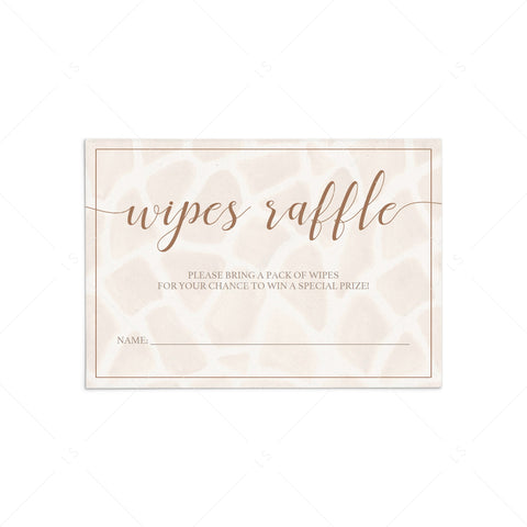 Wipes Raffle Ticket for baby shower Gender Neutral | Instant download ...