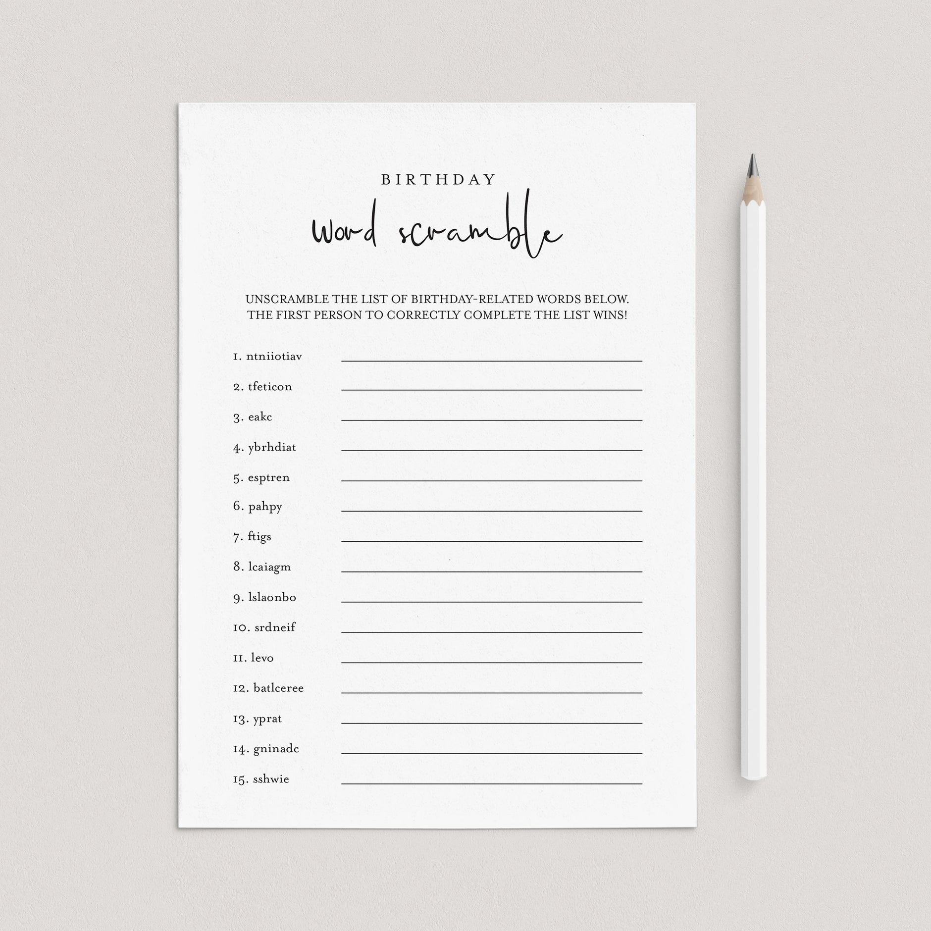 Birthday Word Scramble Games Printable | Birthday Game For All Ages ...