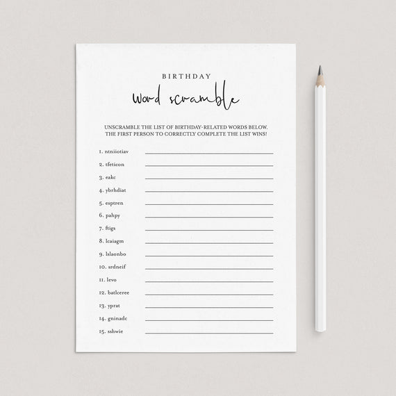 Birthday Word Scramble Games Printable | Birthday Game For All Ages ...