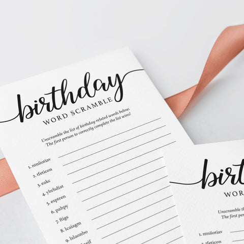 Birthday Word Scramble with Answer Key Printable | Instant Download ...
