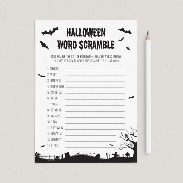 Halloween Word Scramble with Answer Key Printables – LittleSizzle