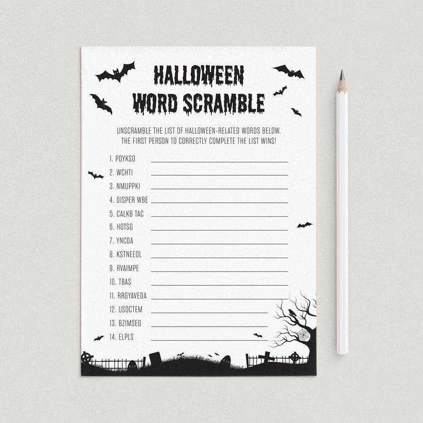 Halloween Word Scramble with Answer Key Printables – LittleSizzle