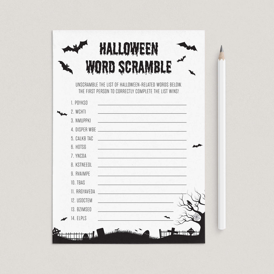 Halloween Word Scramble with Answer Key Printables – LittleSizzle