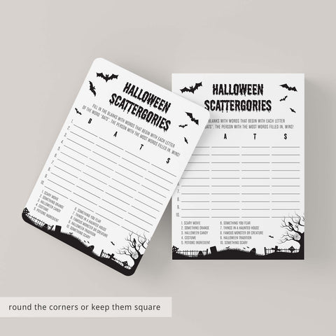 Halloween Scattergories Printable | Black & White – LittleSizzle