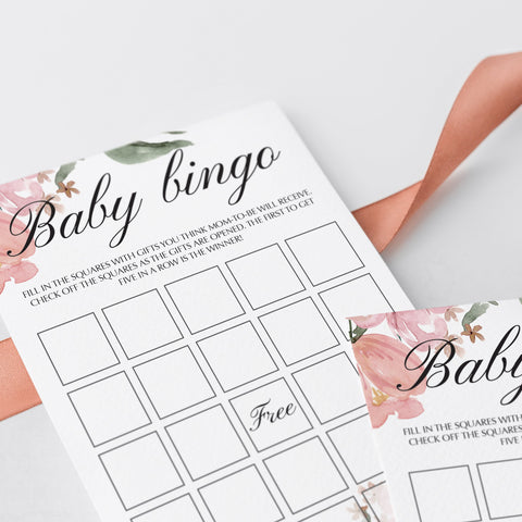 Blush pink Baby Bingo Cards for neutral baby shower | Printable games ...
