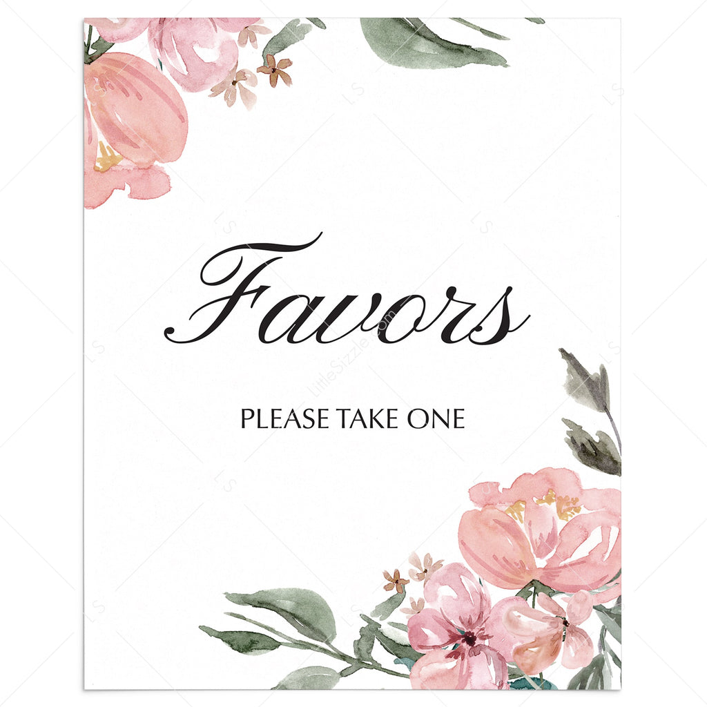 Printable Coral Floral Favors Sign | Instant download – LittleSizzle