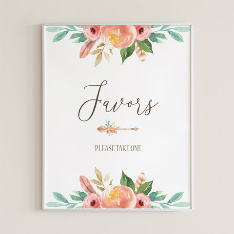 Bohemian themed Favors table sign printable | Instant download ...