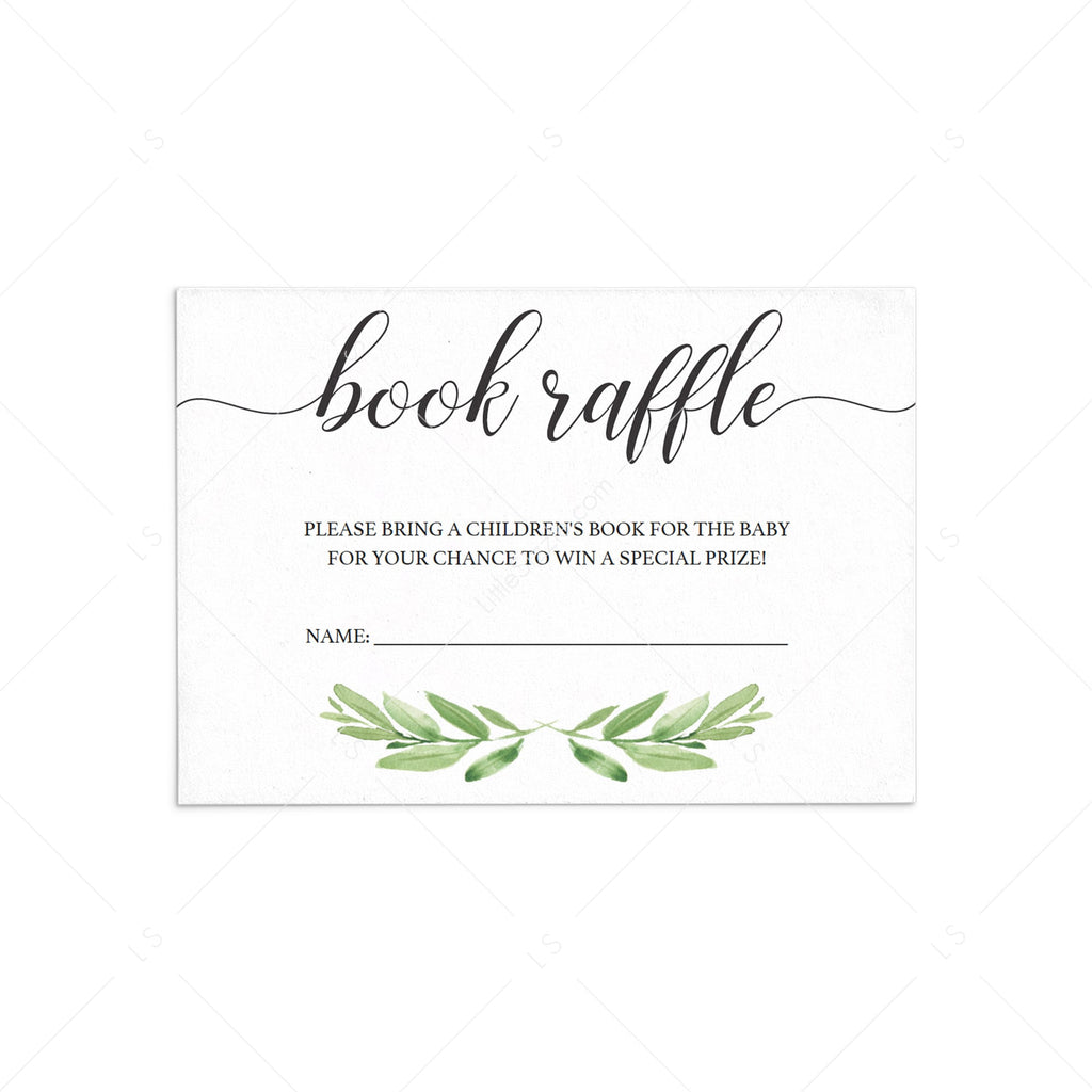 Baby Shower Book Raffle Tickets | Greenery | Instant Download ...