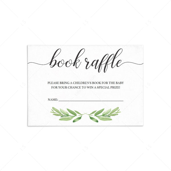Baby Shower Book Raffle Tickets | Greenery | Instant Download ...