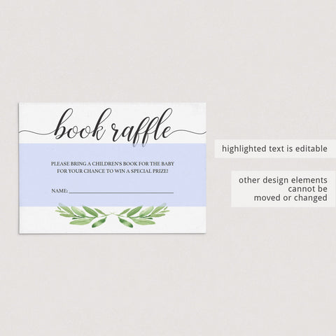 Baby Shower Book Raffle Tickets | Greenery | Instant Download ...