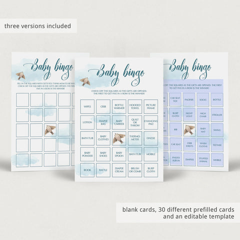 Blue baby shower games printables with watercolor clouds | Instant ...