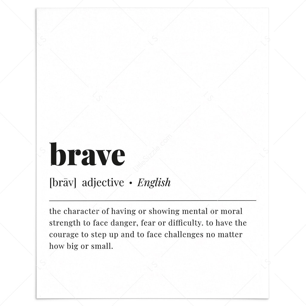 Brave Definition Print | Motivational Wall Art | Instant Download ...