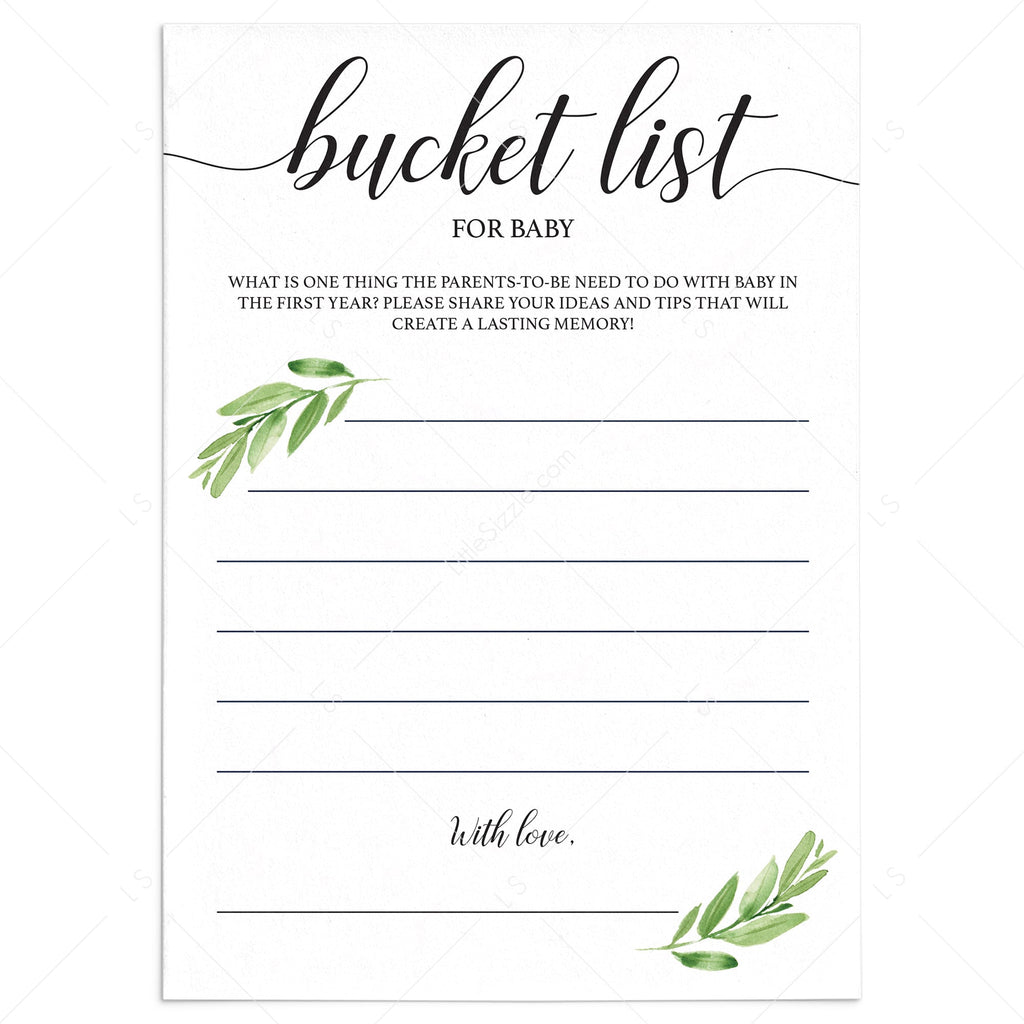 Baby Bucket List Cards printable | Instant download baby keepsakes ...