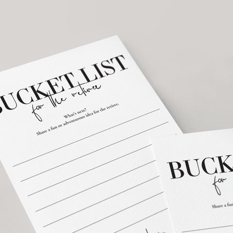 Retirement Bucket List Cards Printable | Simple Retirement Party Ideas ...