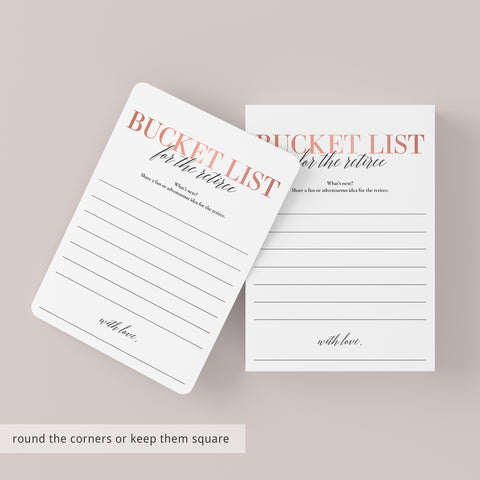 Retirement Bucket List Cards for Her Printable | Retiree Bucket List ...