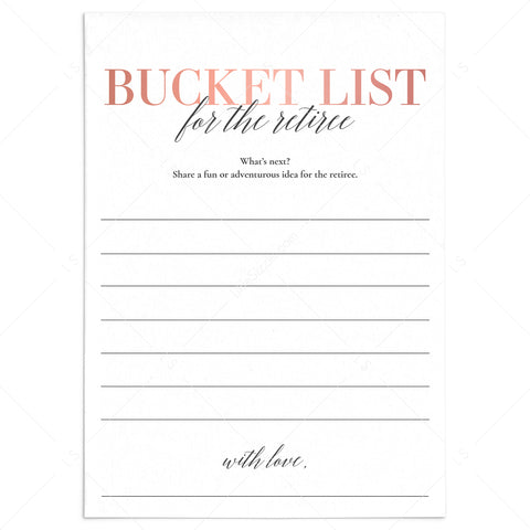 Retirement Bucket List Cards for Her Printable | Retiree Bucket List ...