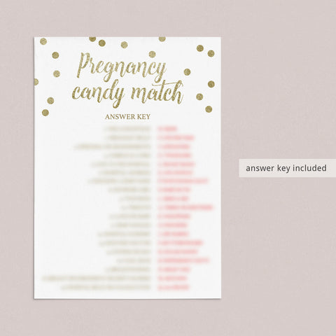 Unique Baby Shower Game Candy Bar Match with Gold Confetti | Printable ...